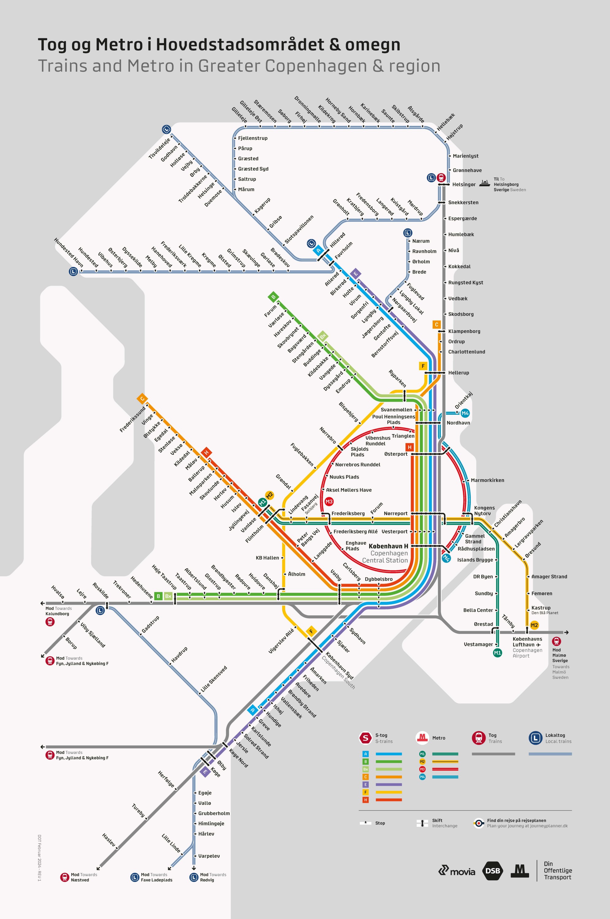 Zone og Linjekort til bus, tog og metro