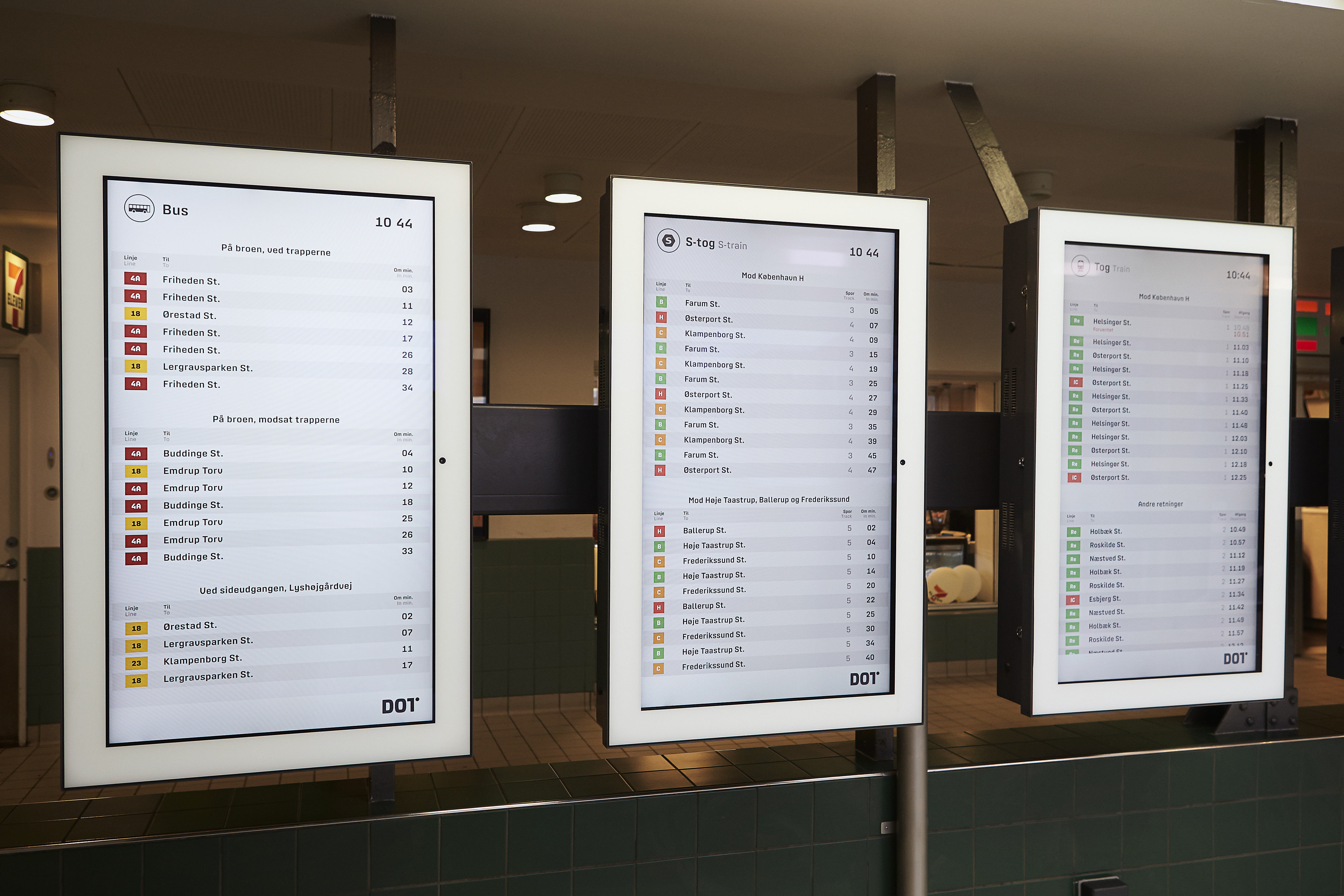 Oversigtskort for stationer og stoppesteder i DOTs område